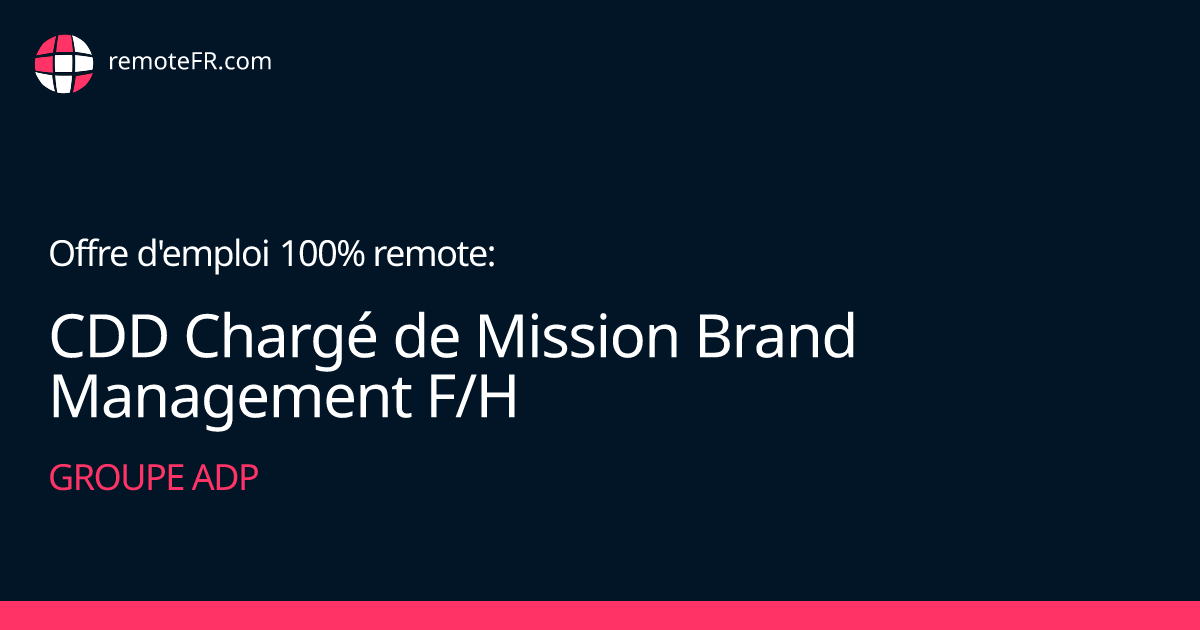 CDD Chargé de Mission Brand Management F/H - Groupe ADP